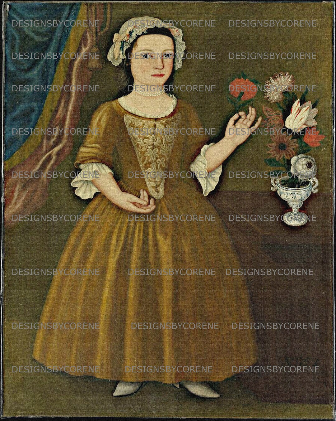 Primitive Colonial Portrait Wall Art Print/transfer/card/gift - Etsy