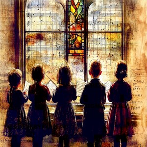 Bundle Set of 4 Christmas Carolers Digital Download Wall Art Print ...