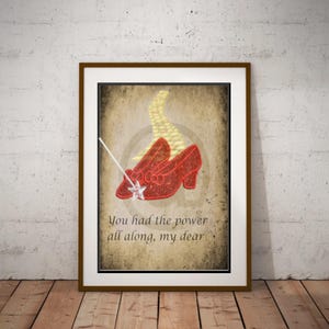 Quote Inspired Print, Wizard of Oz Theme, Dorothy Classic Ruby Slippers ...