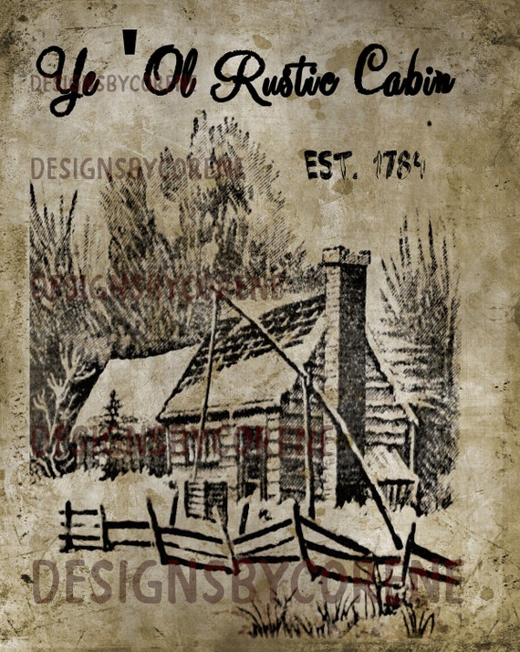 Primitive Vintage Rustic Cabin Print Farmhouse Digital Image | Etsy