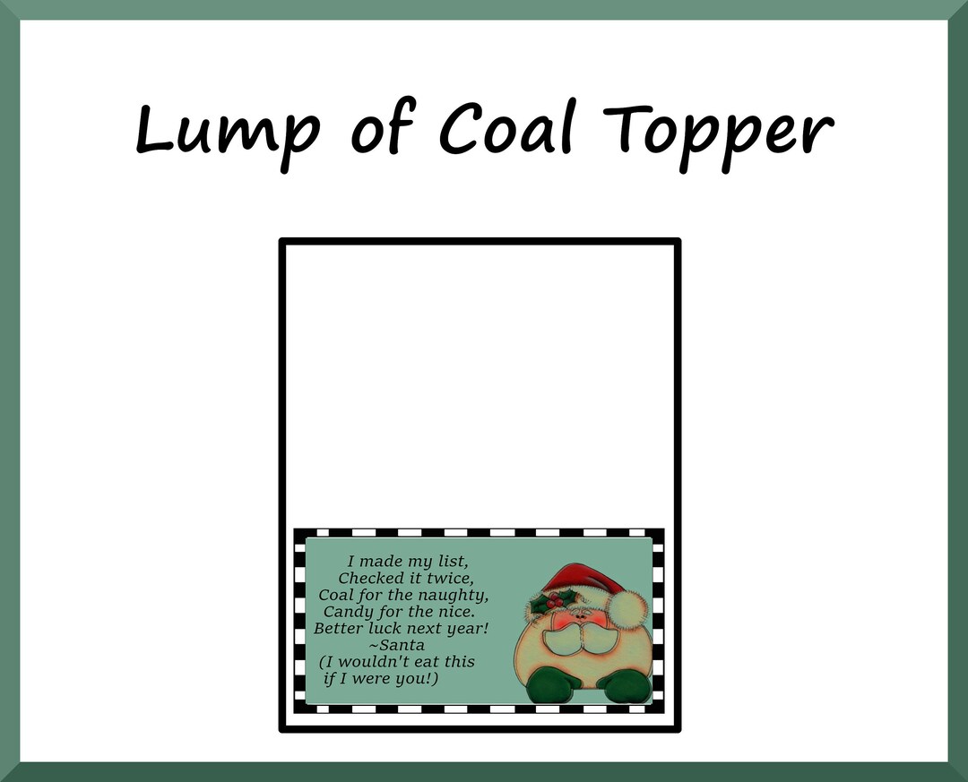 Lump of Coal Topper Digital Printable Gag Gift Good Craft Show Seller ...