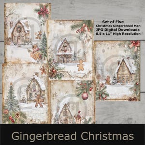 Set of FIVE Junk Journal Vintage Gingerbread Christmas Digital Kit ...