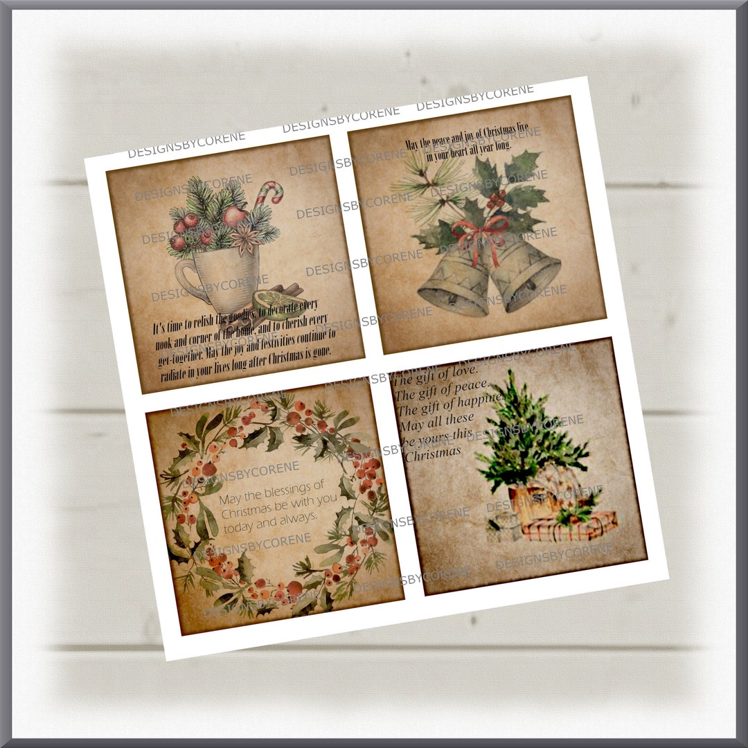 Primitive Christmas Labels/gift Tags/logos/ Feed Sack Ornies - Etsy