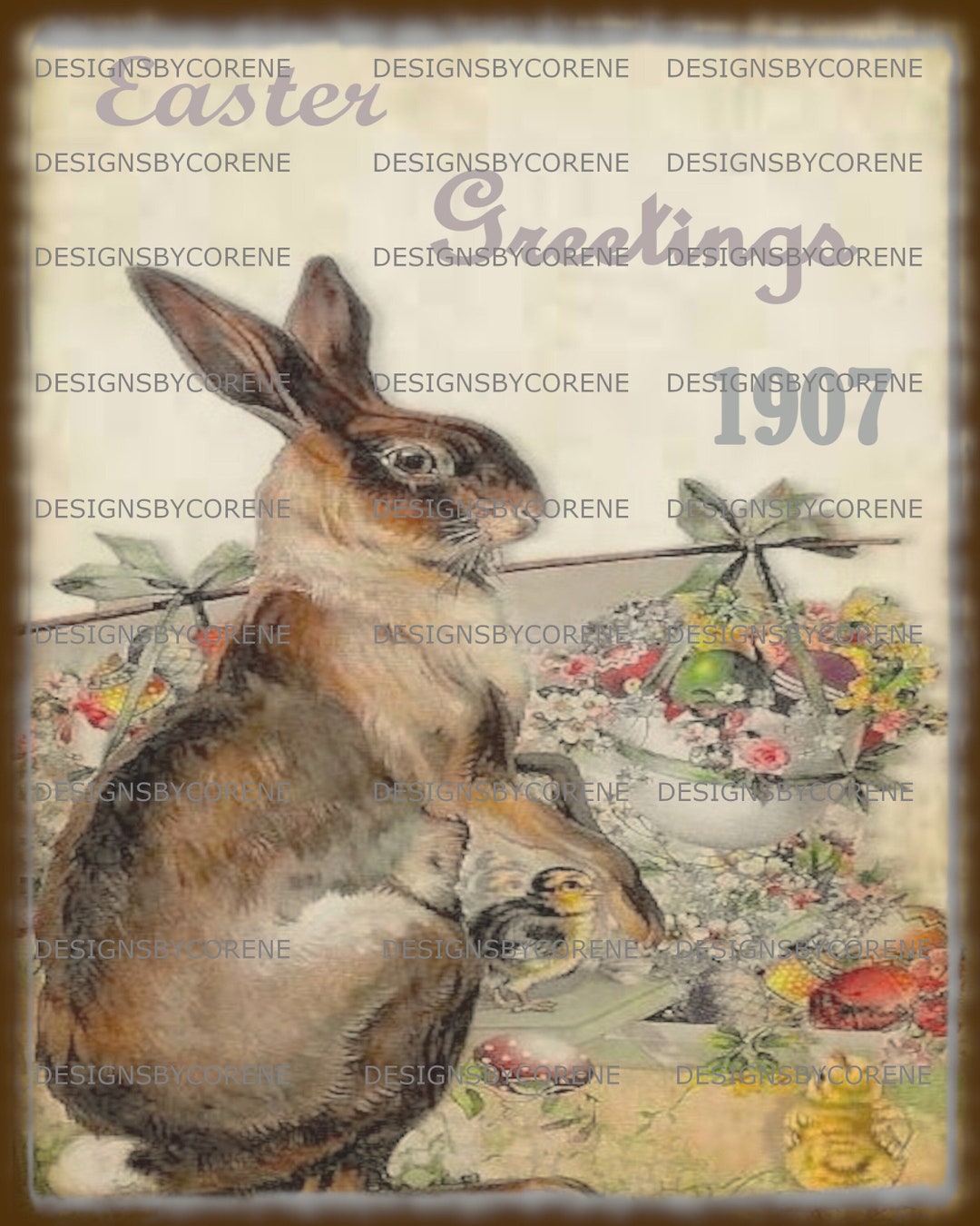 Primitive Vintage Easter 1907 Printable Digital Image Feedsack Logo for ...