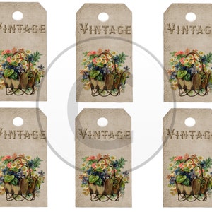 Primitive Vintage Floral Hang Tags Digital Download Printable - Etsy
