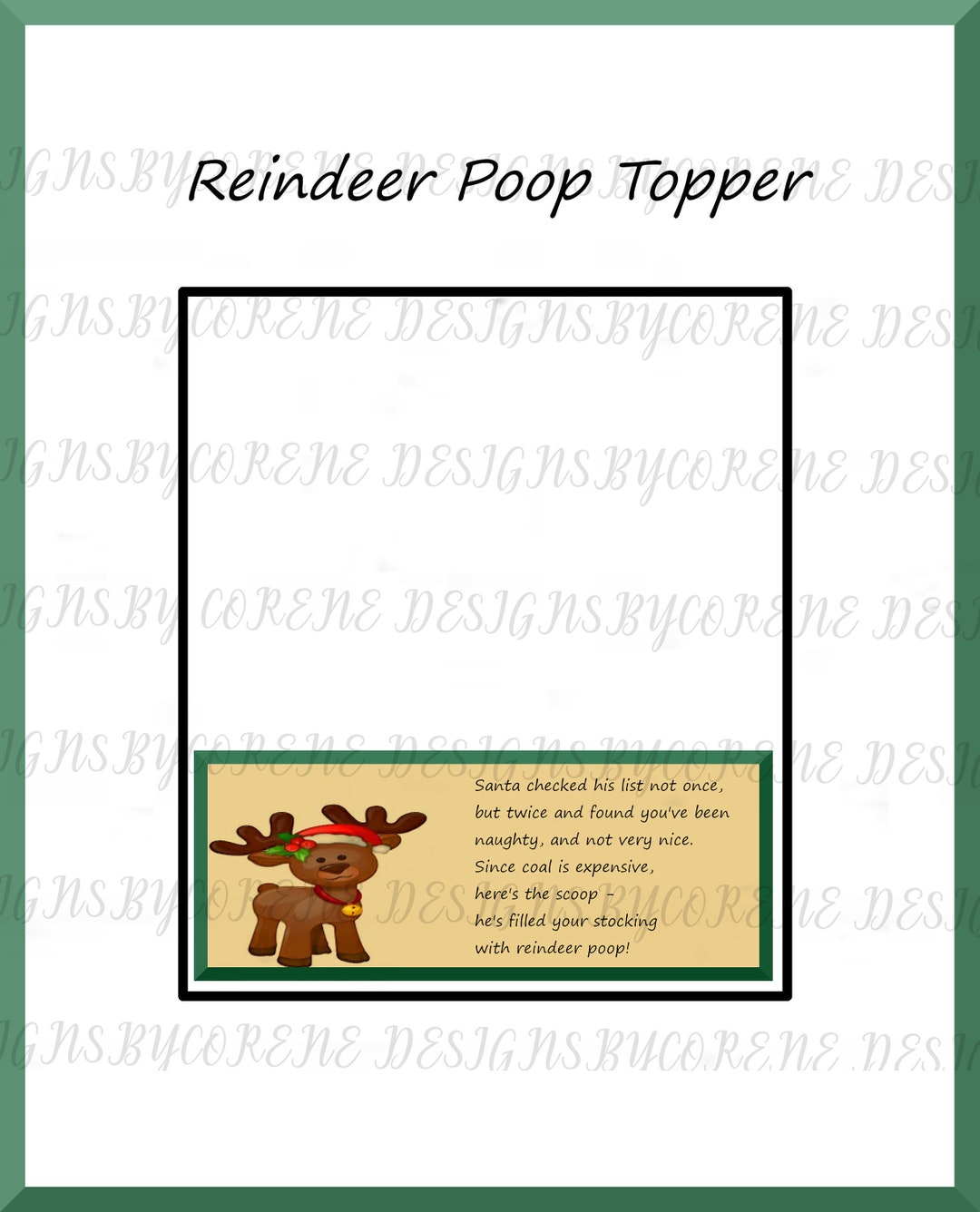 Topper de caca de reno Imprimible digital Buen vendedor de espectáculos ...