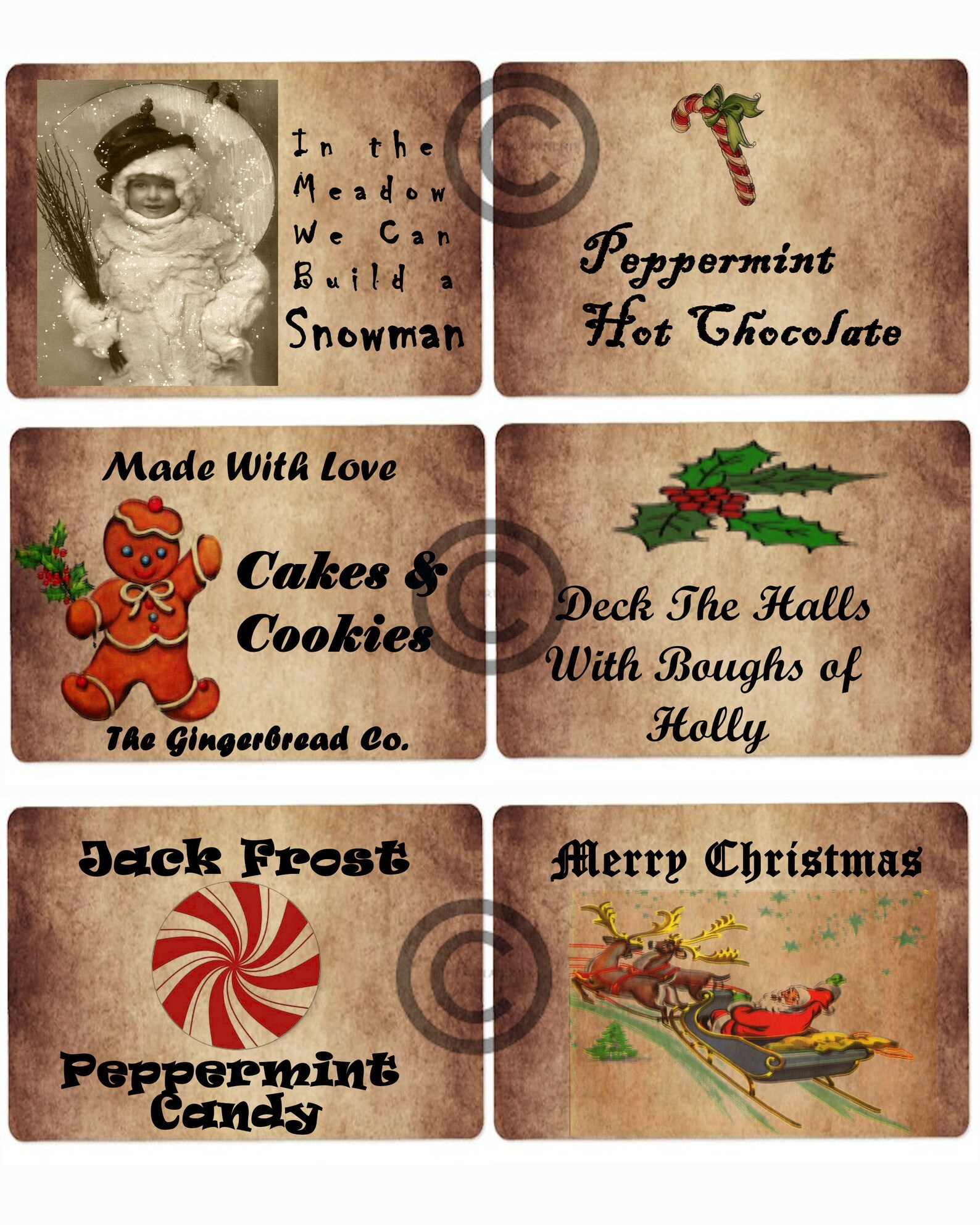 Vintage Primitive Christmas Baking Label Digital Download - Etsy