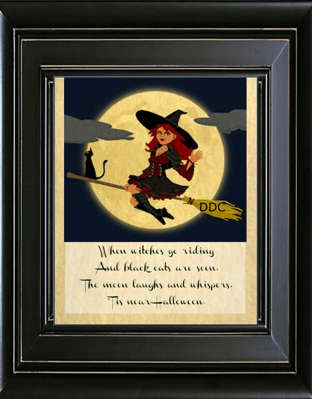 Halloween Wall Decor Cute Witch Moon Download Printable Digital - Etsy