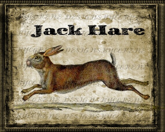 Primitive Jack Hare Rabbit Wall Art Labels Cards Tags Ornies - Etsy