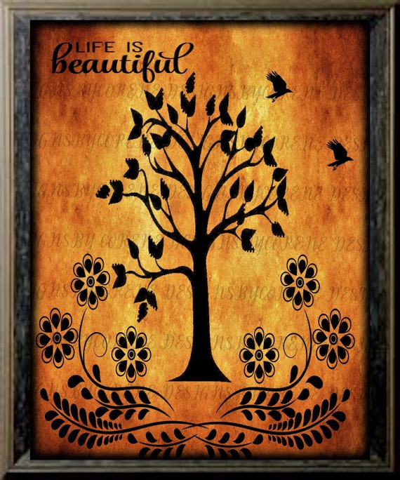 Primitive Life is Beautiful Quote Wall Art Print Labels Cards | Etsy