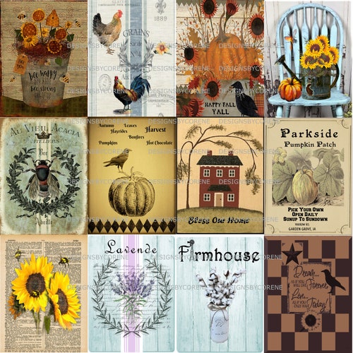 Set of Twelve Primitive Vintage Labels Digital Download - Etsy
