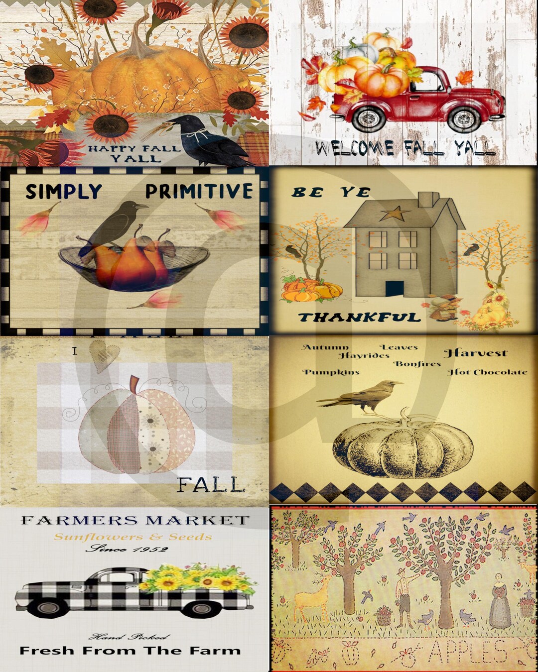 Eight Fall Primitive Labels Transfers Digital Download Printables - Etsy