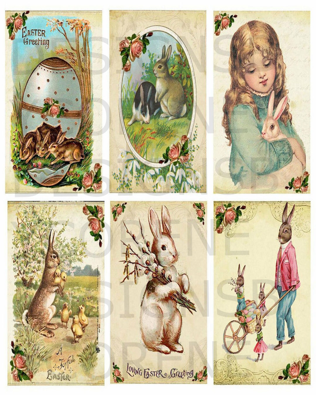 Vintage Easter Tags Set of Six Print Digital Download Printable - Etsy