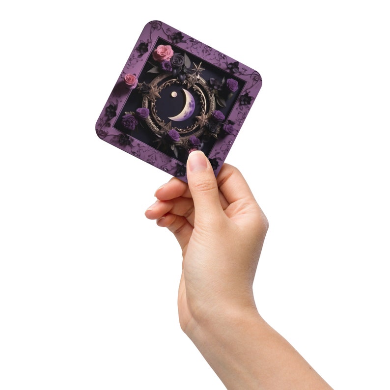 Bohemian Witchy Night Bloom Moon Purple Cork Coaster V2 - Etsy