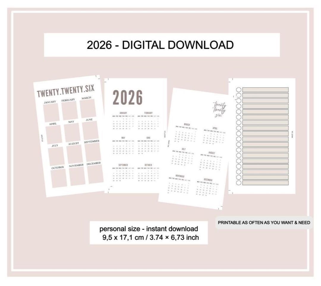 2026 Overview Calendar Insert Personnel - Etsy