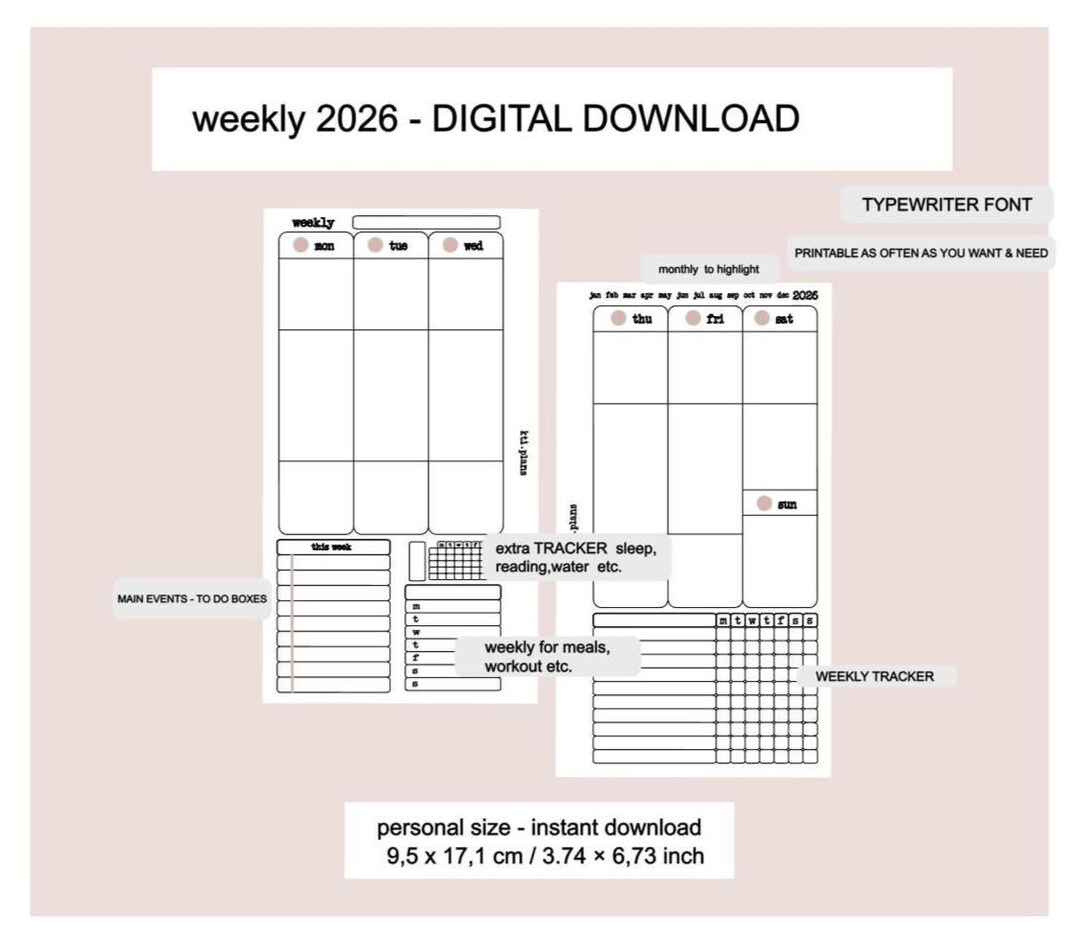 Weekly Vertical Calendar 2026 Personal Planner Insert Undated ...