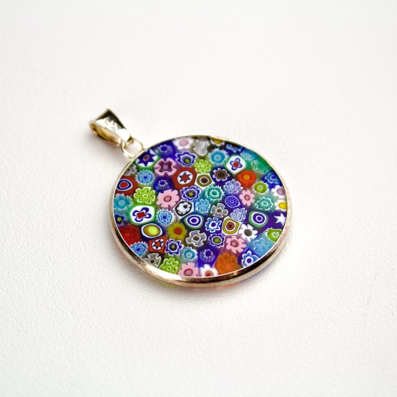 Murano Multicolored Millefiori Pendant - Etsy