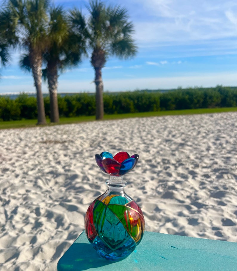 Hand Painted Murano Oval Perfume Bottle 2 - Etsy