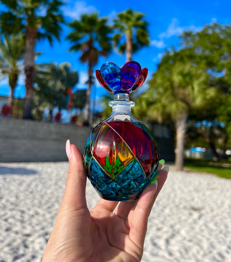 Hand Painted Murano Oval Perfume Bottle 2 - Etsy