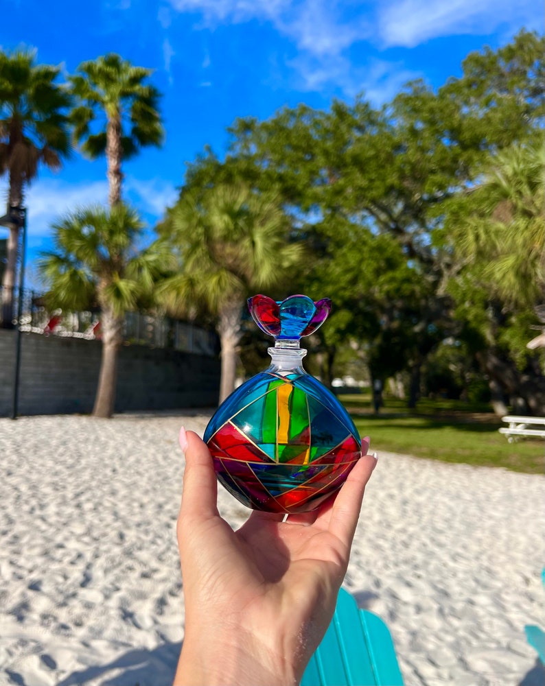 Hand Painted Murano Oval Perfume Bottle 1 - Etsy