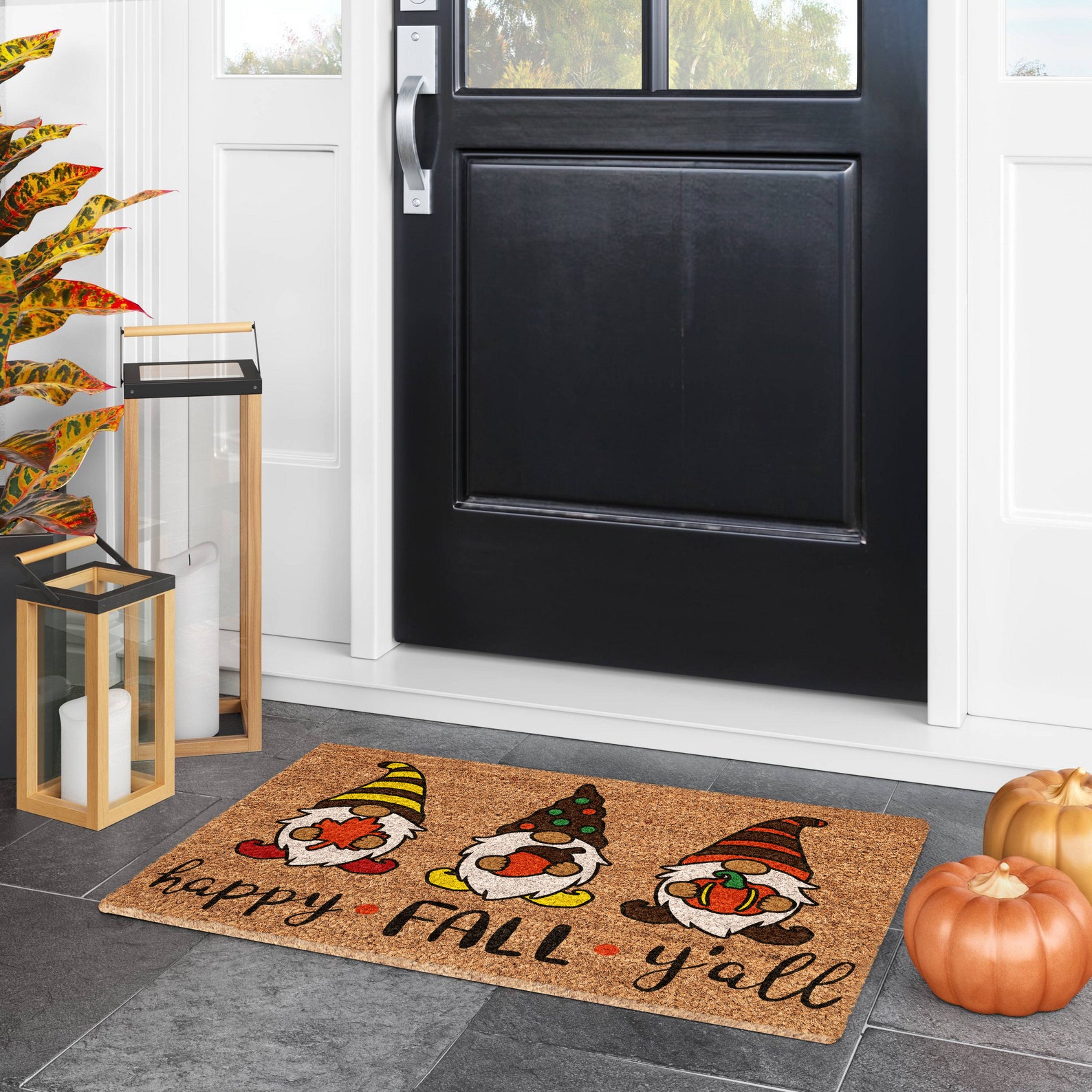 Happy Fall Y'all Gnome Coir Door Mat Welcome Mat Front - Etsy