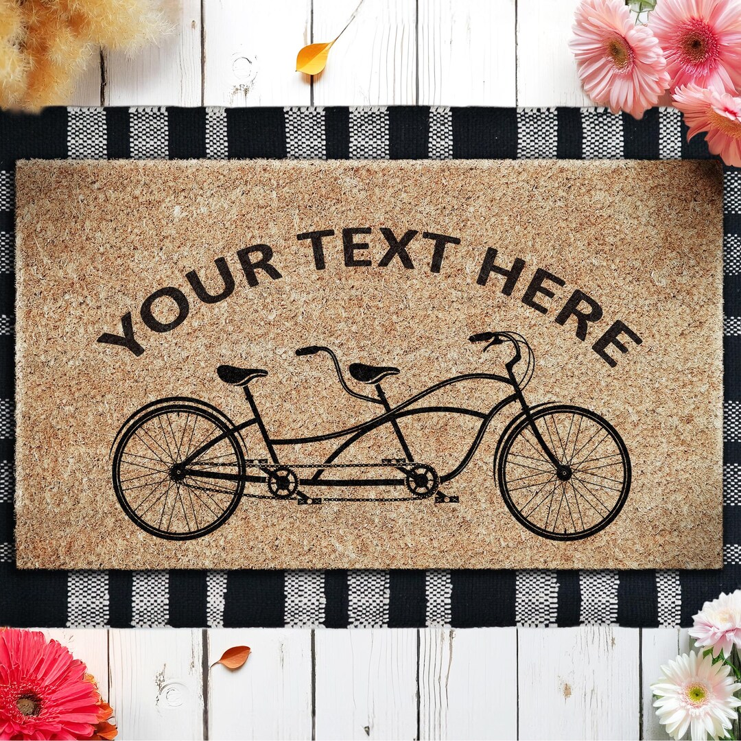 Bicycle Custom Text Doormat, Your Text Door Mat, Bicycle Doormats ...