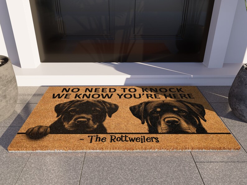 Rottweiler Door Mat, Rottweiler We Know You ARE Here Rottweilers Dogs ...