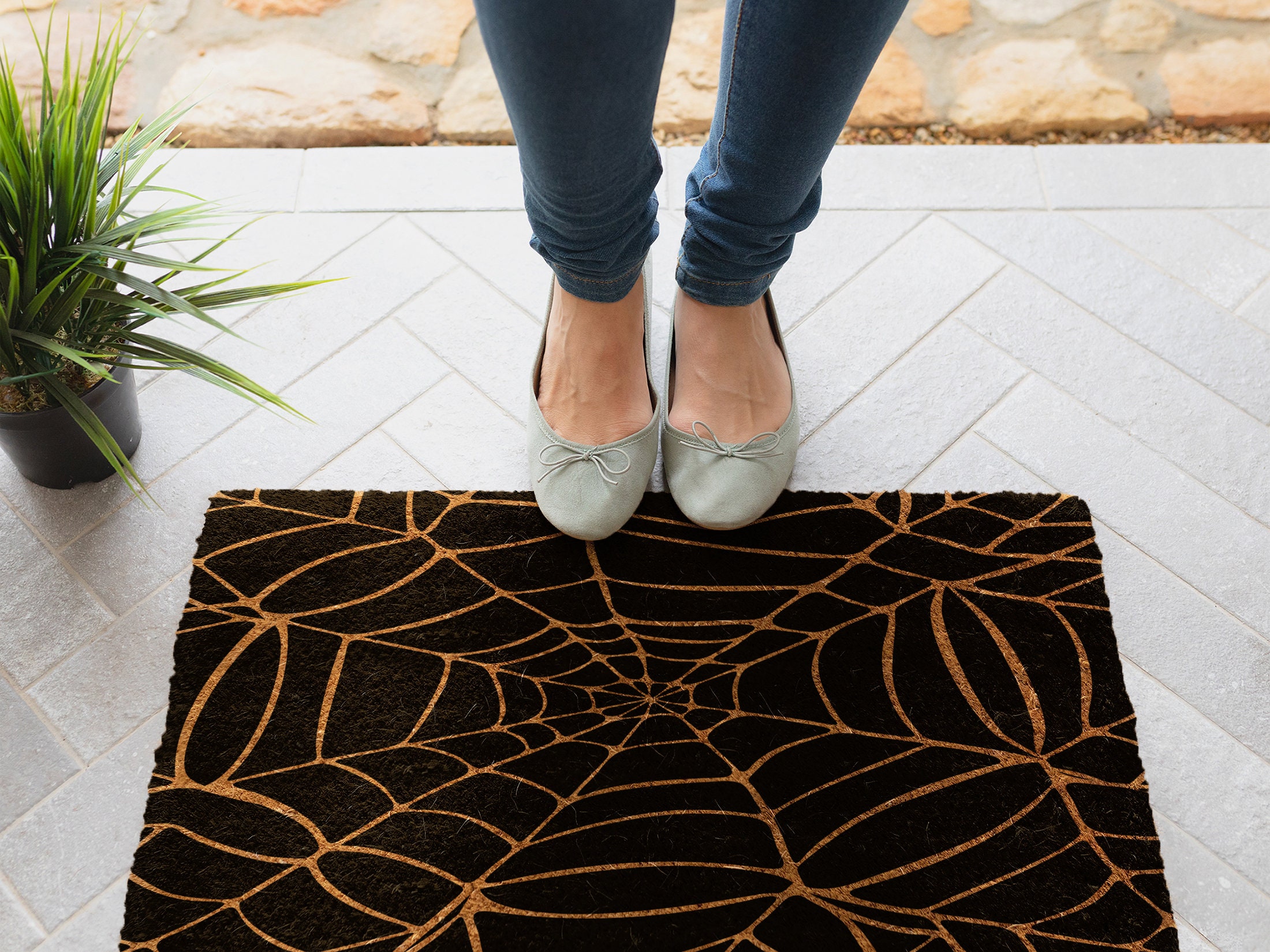 Halloween Spider Web Dark Coir Door Mat Welcome Mat Front - Etsy
