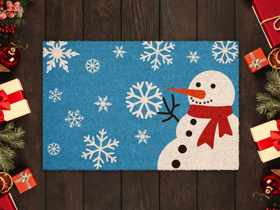 Christmas Snowman Happy, Christmas Snow Coir Door Mat, Front Door Mat ...