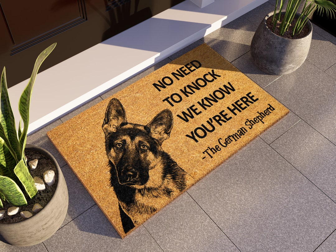 The German Shepherd Door Mat, Tilted Head Says We Know You ARE Here ...