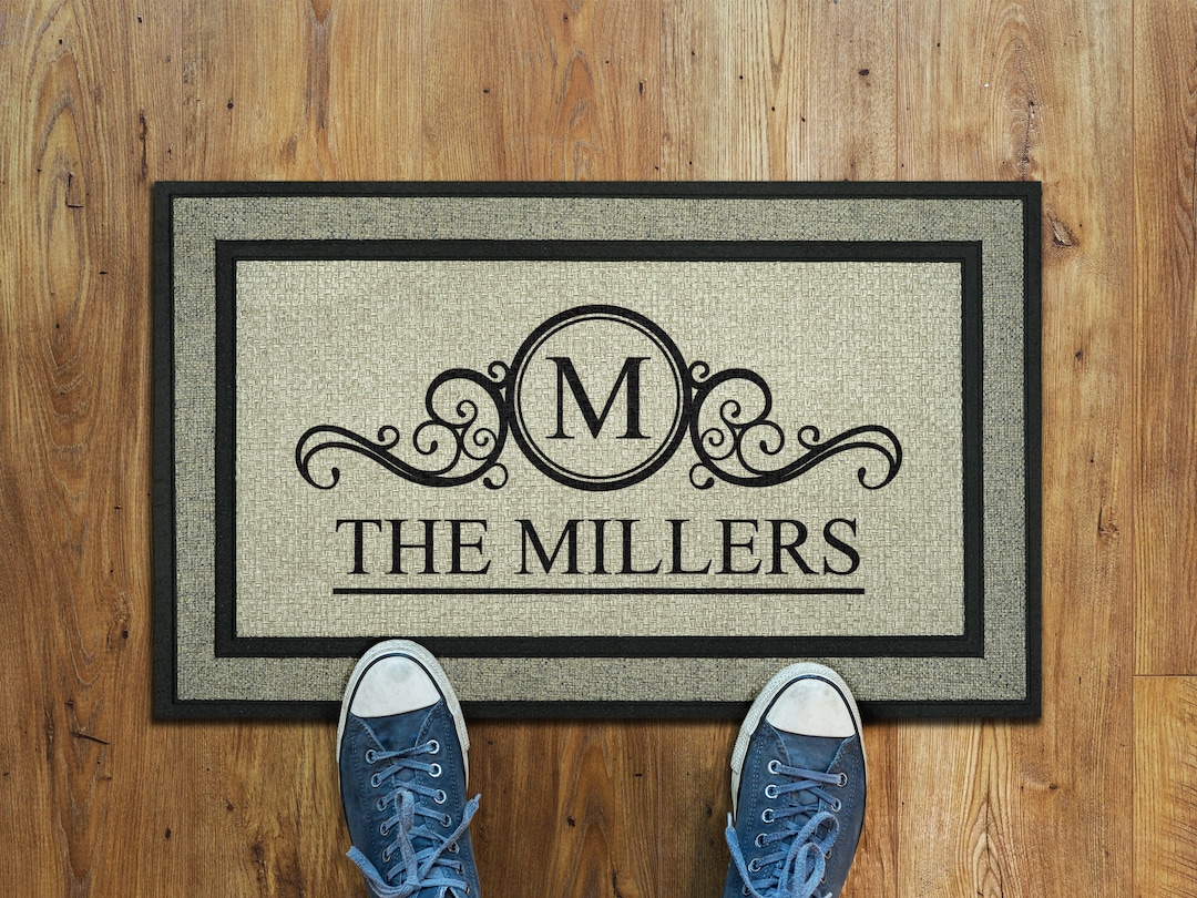 Personalize Family Name Doormat, Customize Family Initial Door Mat ...