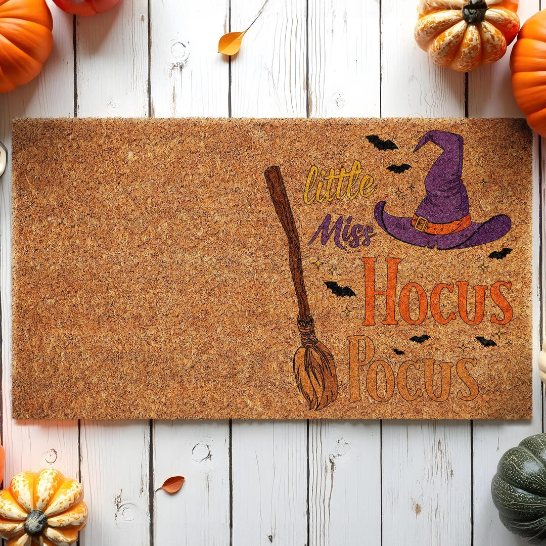 Little Miss Hocus Pocus Halloween Doormat, Housewarming Gift, Broom ...