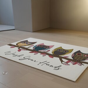 Owls Bath Mat, Boho Bird Pattern, Non-slip Vintage Rug - Etsy