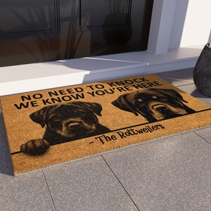 Rottweiler Door Mat, Rottweiler We Know You ARE Here Rottweilers Dogs ...