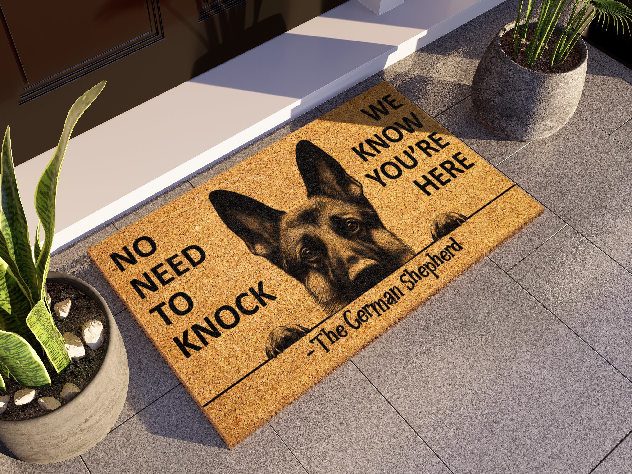 German Shepherd Peekaboo Door Mat, Peekaboo German Shepherd We Know You ...