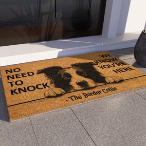 Border Collie Peekaboo Doormat, Border Collie Peekaboo Mat, No Need to ...