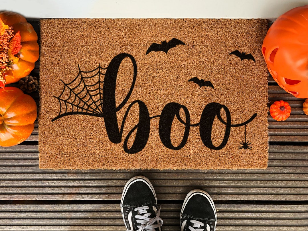 Halloween Boo Doormat, Boo Mat, Coir Door Mat, Welcome Mat, Front Door ...