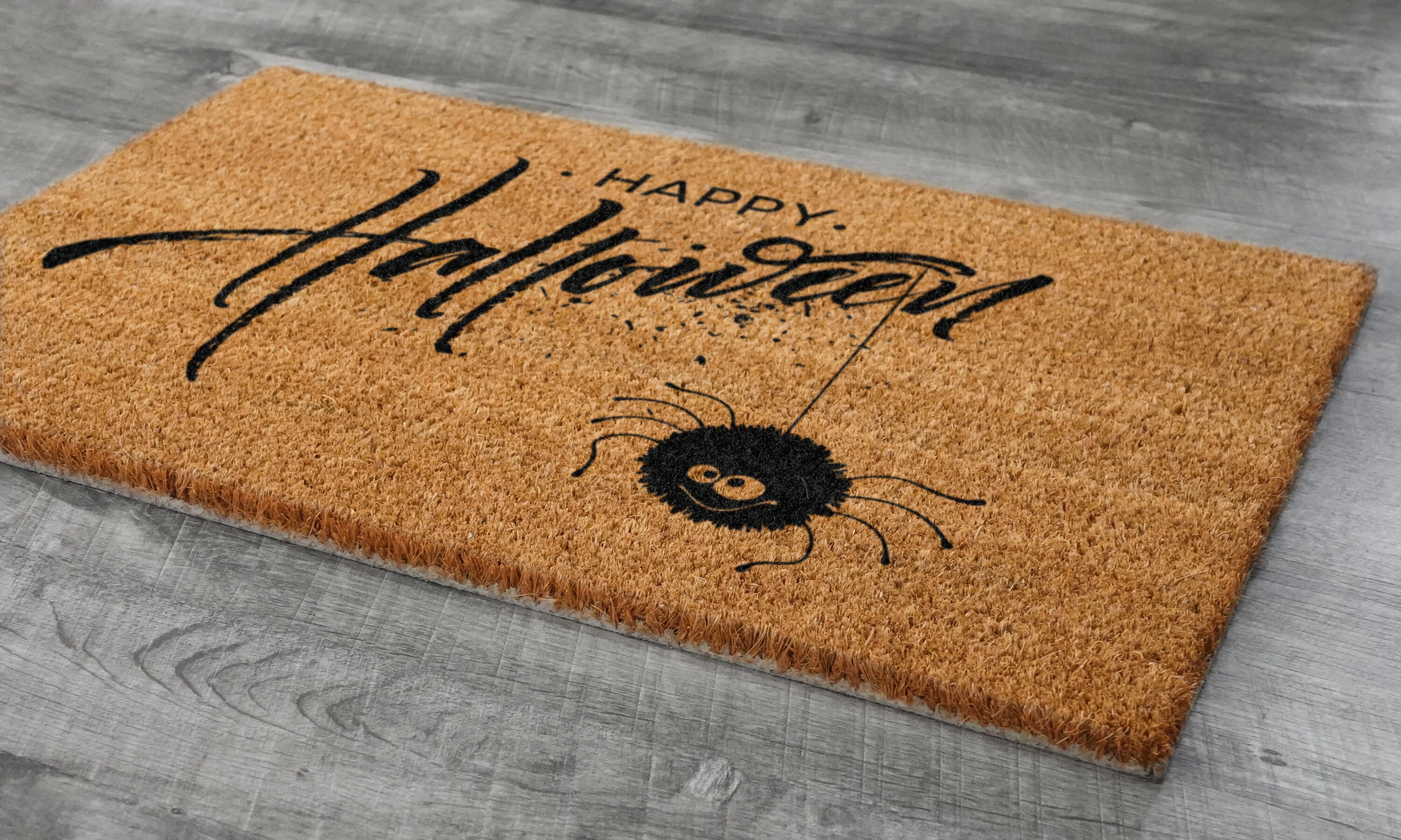 Happy Halloween Cute Spider Splush Coir Doormat sold by Better creation ...