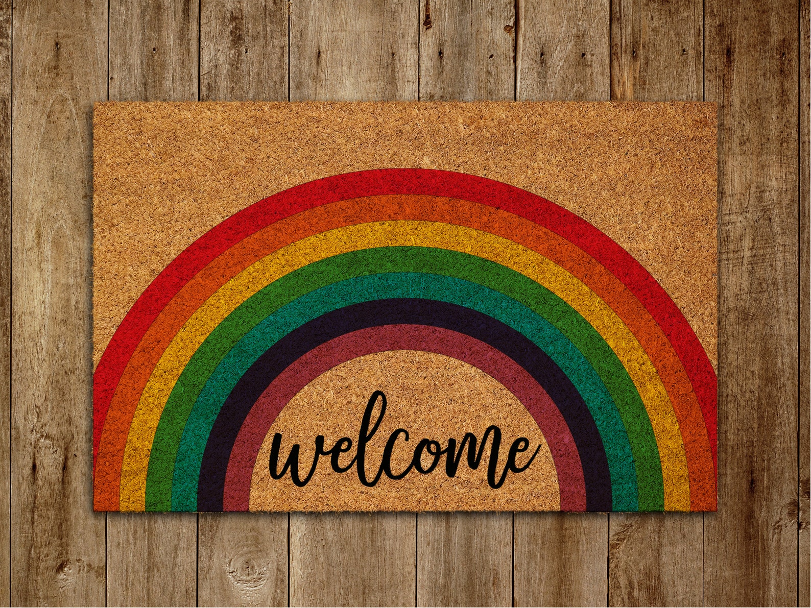 Welcome Rainbow Door Mat, Rainbows Coir Door Mats, Funny Doormat, All ...