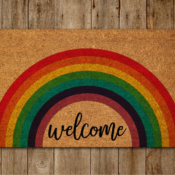Rainbow Door Mat - Etsy