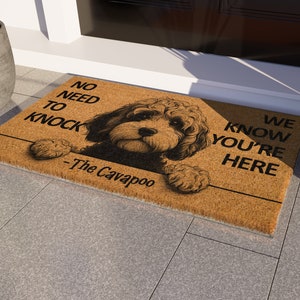 Cavapoo Doormat, We Know You ARE Here Door Mats Cavapoos Door Mat ...