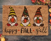 Happy Fall Y'all Gnome Coir Door Mat Welcome Mat Front - Etsy