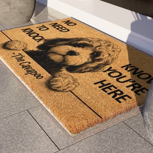 Cavapoo Doormat, We Know You ARE Here Door Mats Cavapoos Door Mat, Welcome Funny Doormat ...