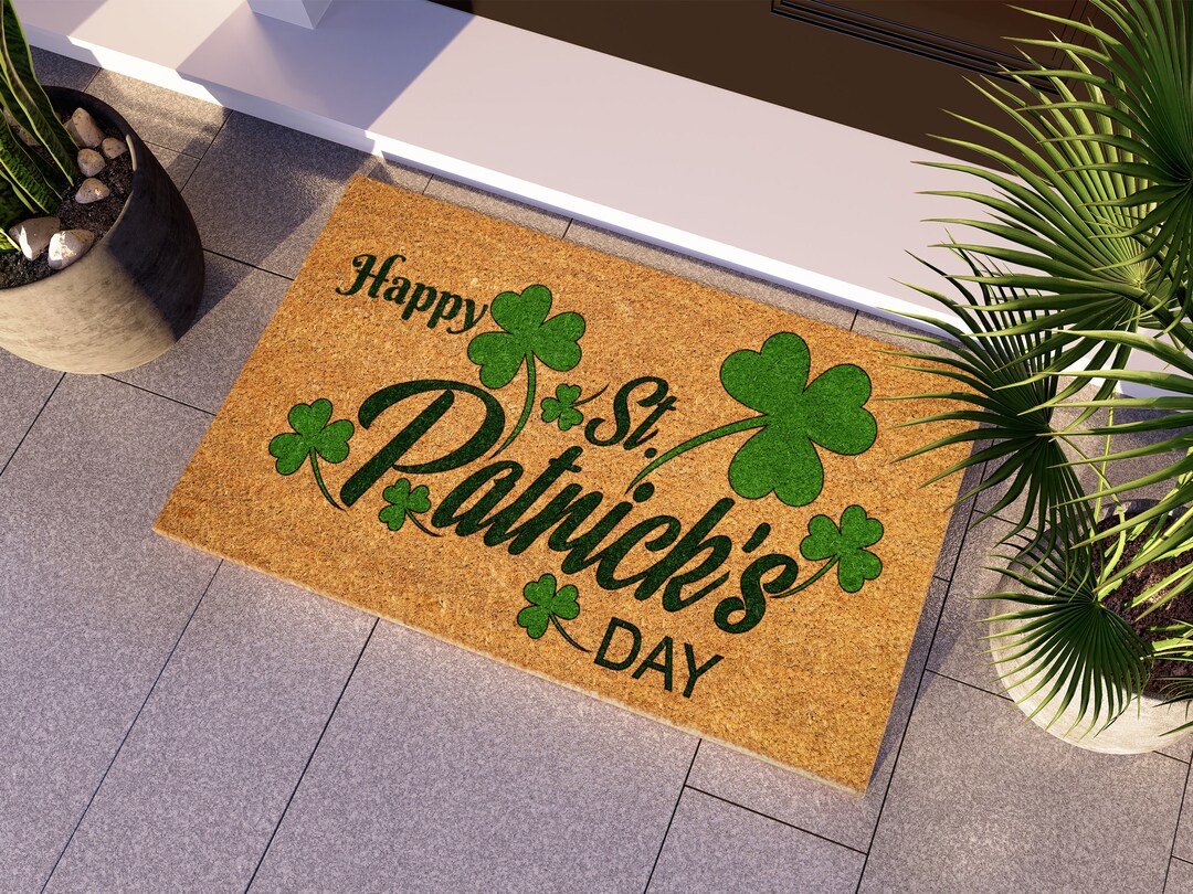 Shamrocks Door Mats, Happy St. Patrick's Day Door Mat, Doormat Welcome ...