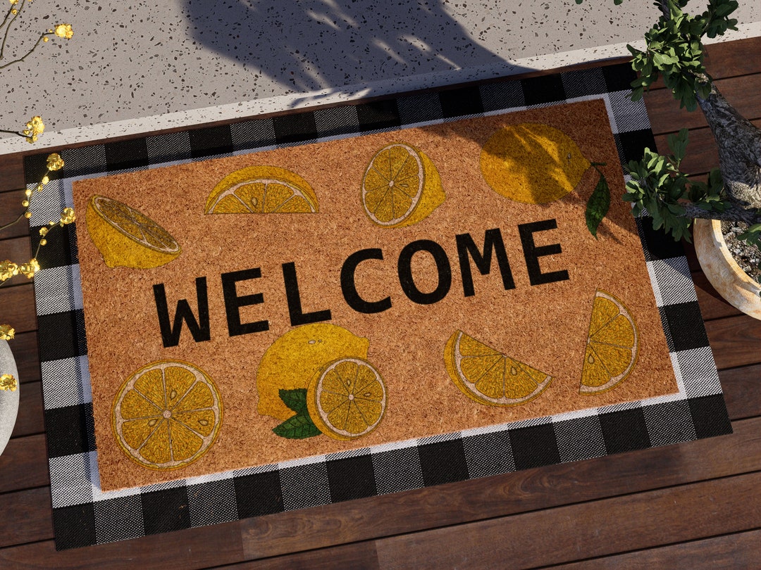 Welcome Lemon Coir Doormat , Lemons Summer Home Doormat, Housewarming ...