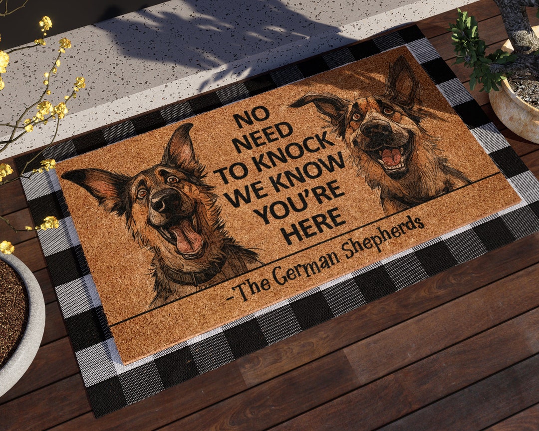 German Shepherds Silly Door Mat, Two Cute German Shepherds We Know You ...