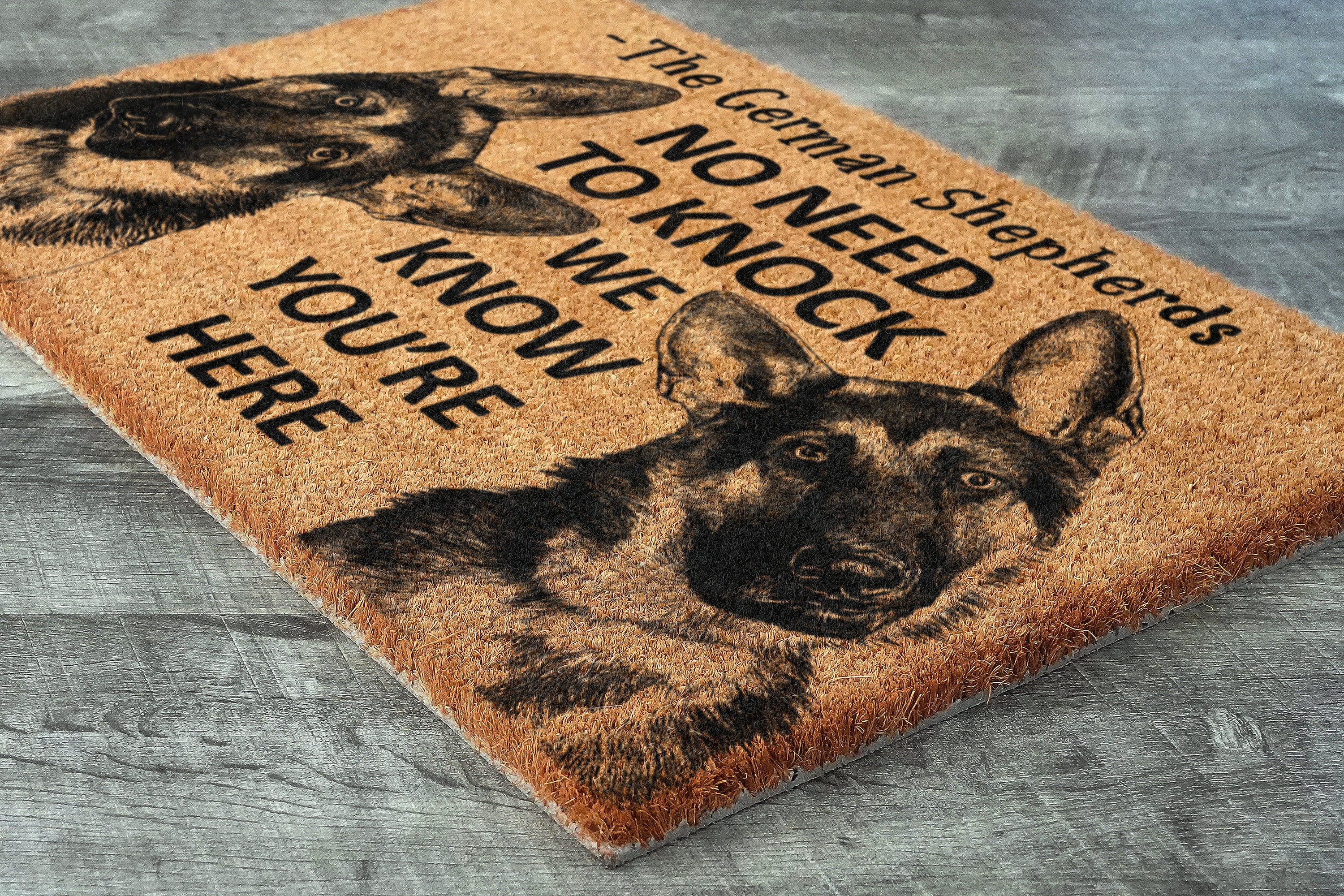 Christmas Doormat the German Shepherds Door Mat, We Know You ARE Here ...