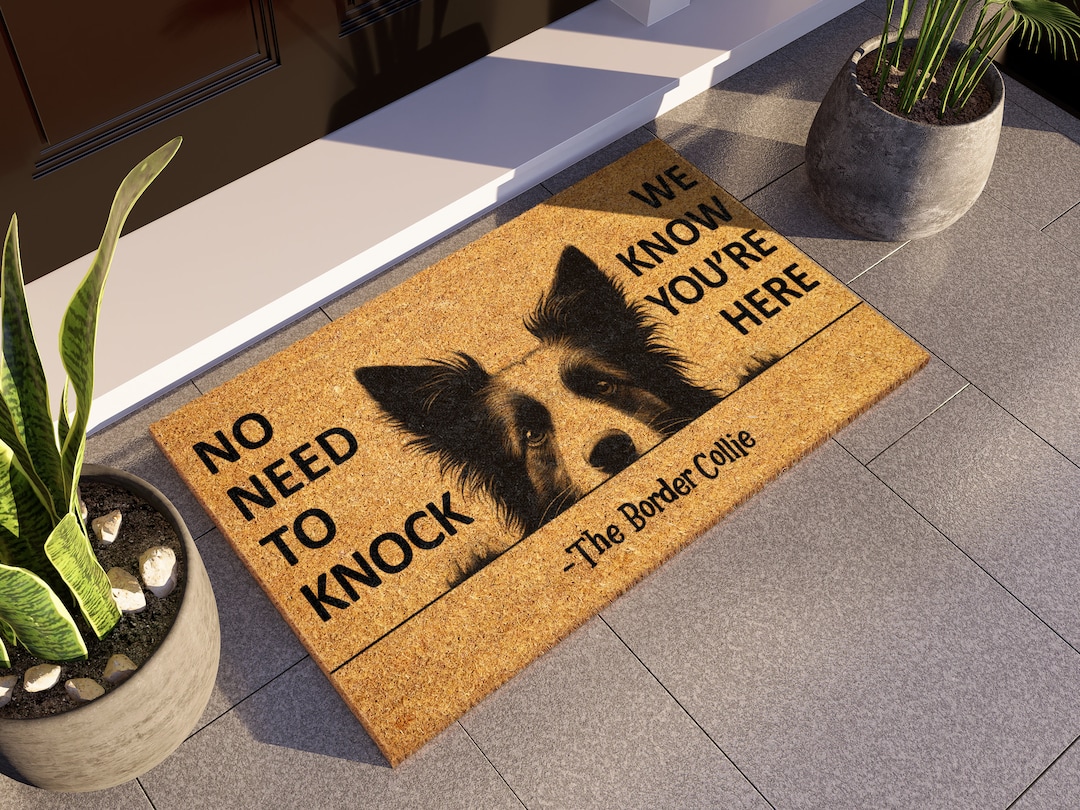 Border Collie Peekaboo Doormat, Border Collie Peekaboo Mats, No Need to ...