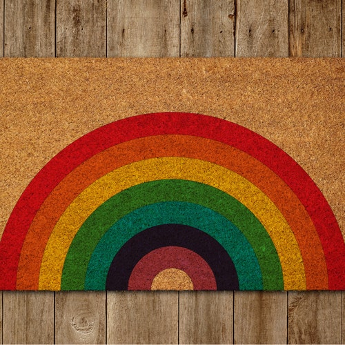 Rainbow Door Mat Rainbow Welcome Coir Door Mats Funny - Etsy