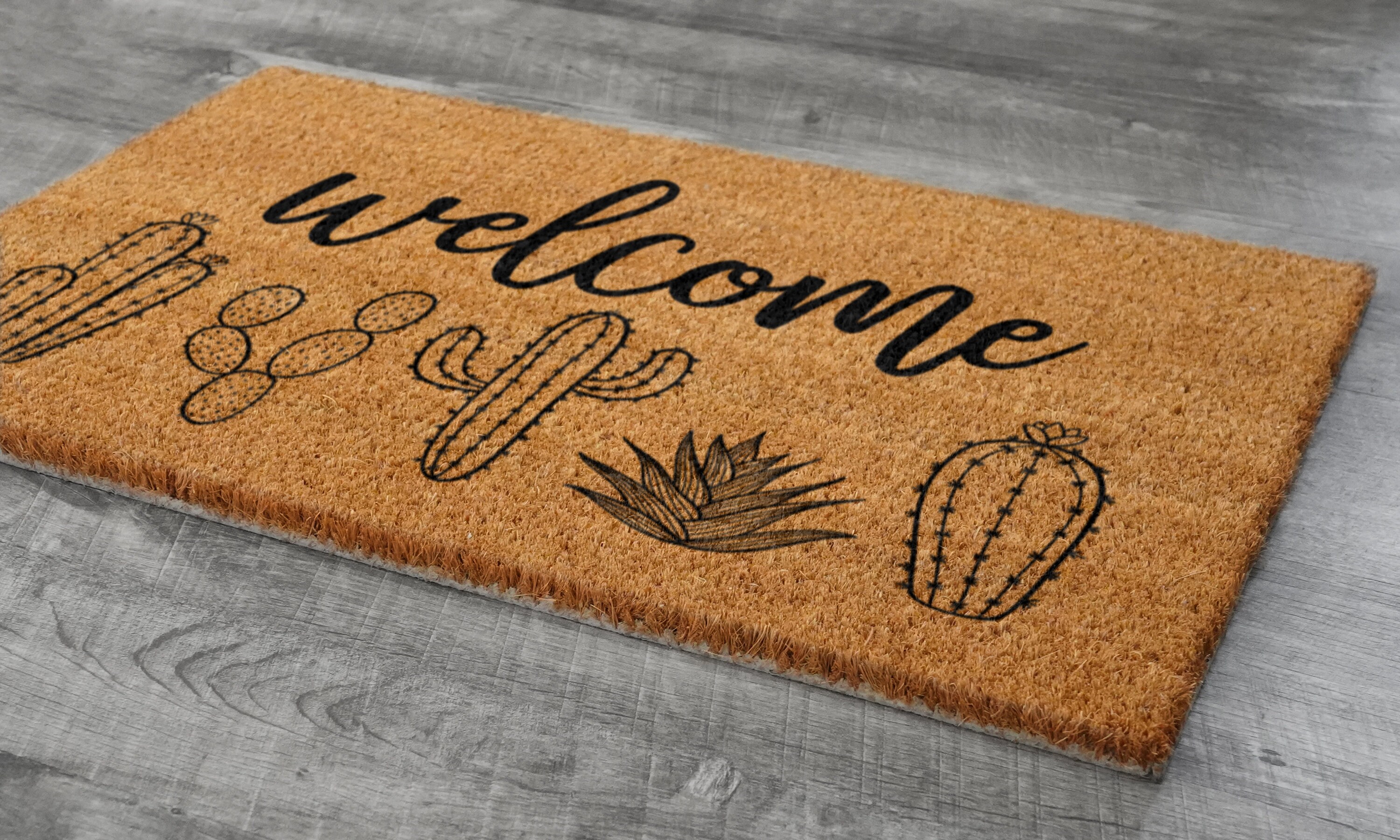 Welcome Cactus Mat, Welcome Cactus Coir Doormats, Cactus Doormats ...